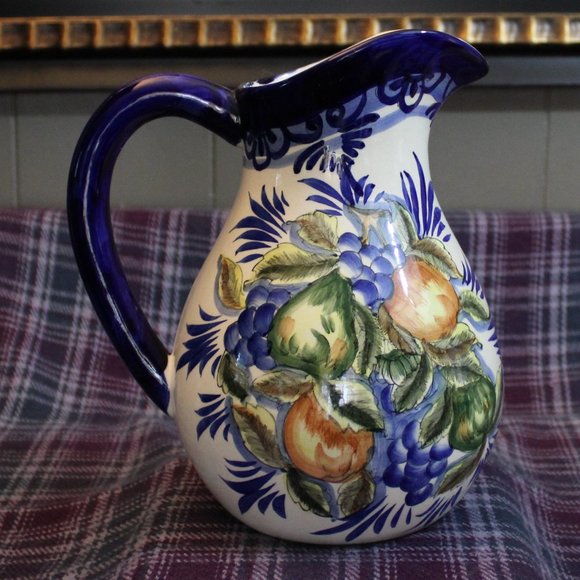 Dining | Italian Pottery Handpainted Extra Large Pitcher Ewer Tuscan ...